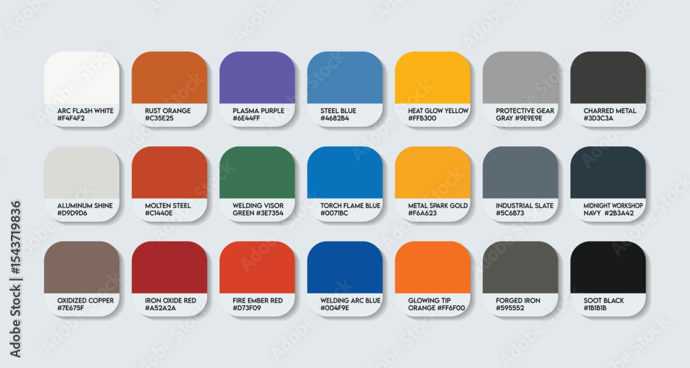 Welder Color Palette – Welder catalog sample Themed Color Swatch Guide ...