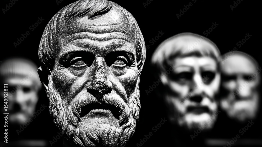 Ancient Greek Philosopher Busts - Close-up of a detailed ancient Greek ...
