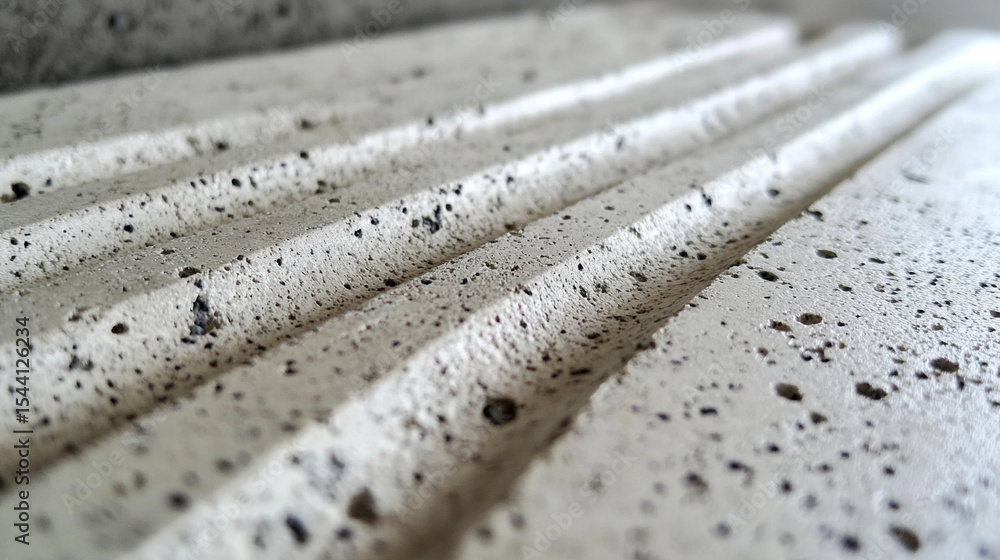 Close-up of concrete 3D printed material showcasing textured horizontal ...