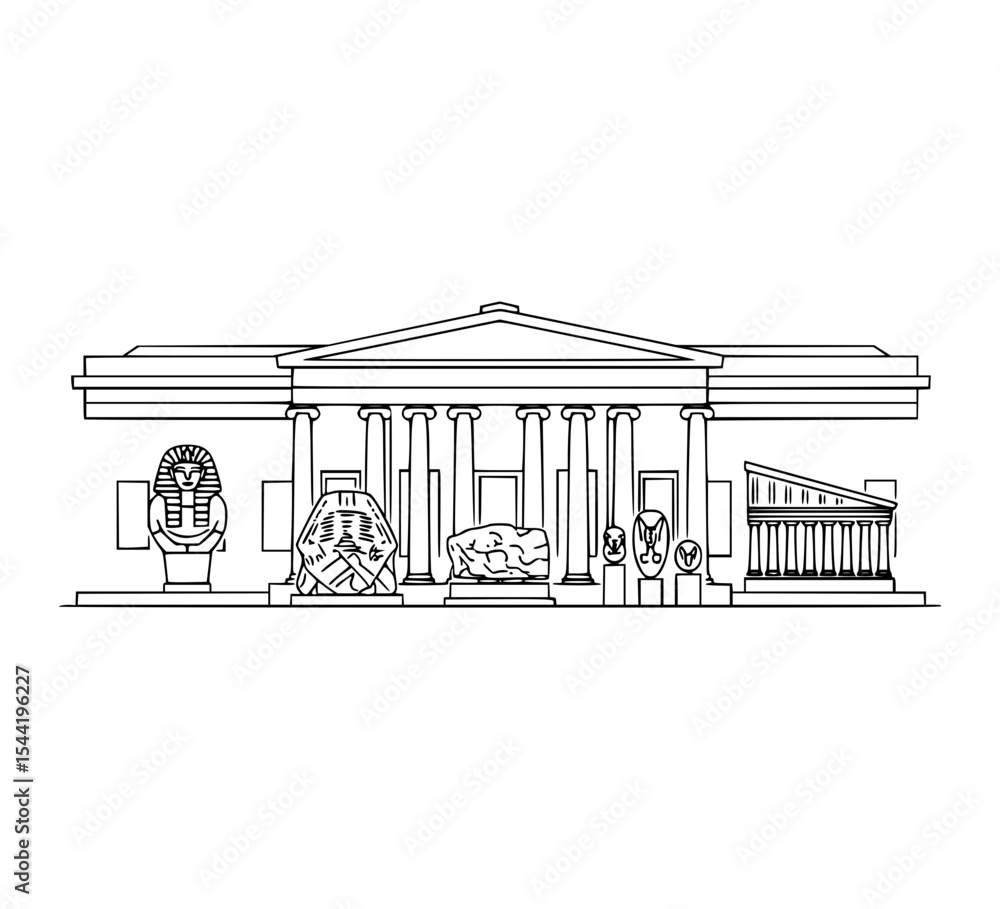 Image vectorielle Stock British Museum line art, British Museum ...