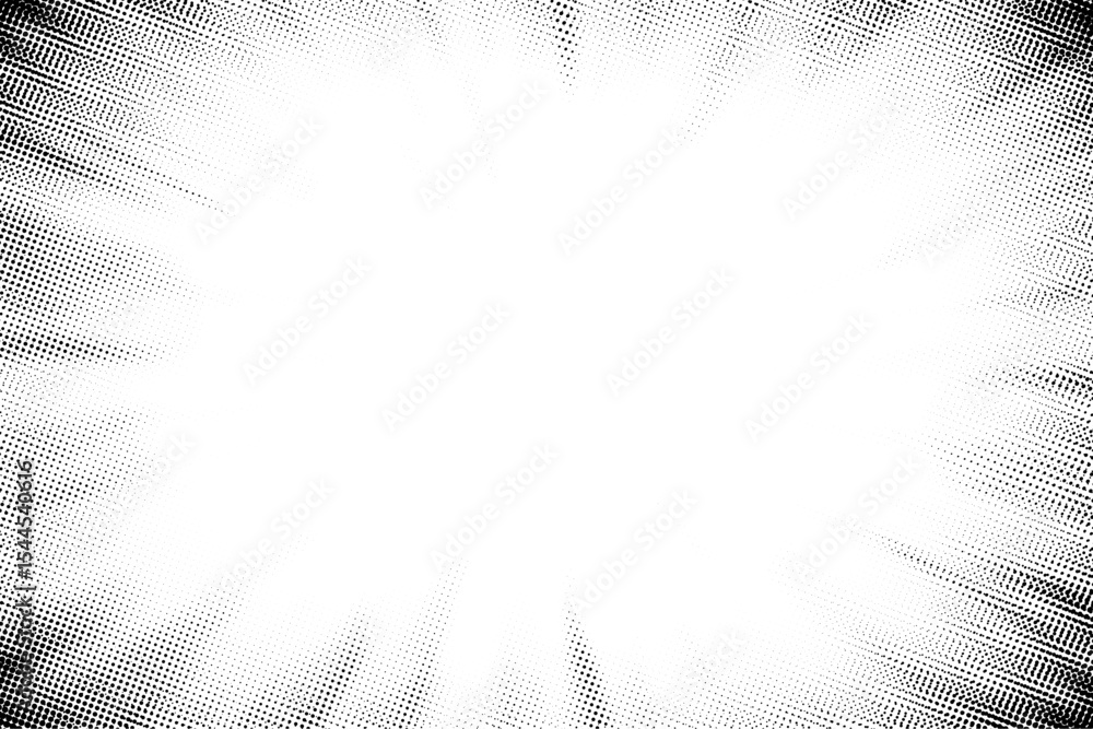 Vignette background with halftone dot pattern and pop art comic frame ...