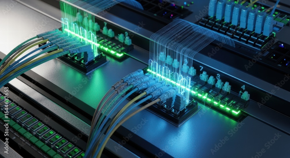 Precision Fiber Optic Patch Panel with Light Flow Simulation Stock ...