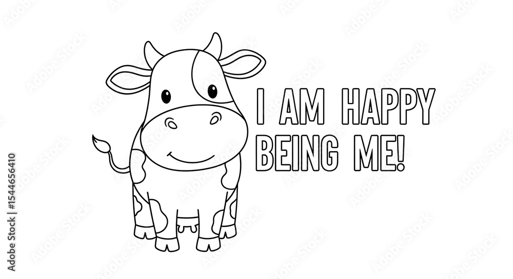 Cow coloring page for kids happy cow coloring sheet printable animal ...