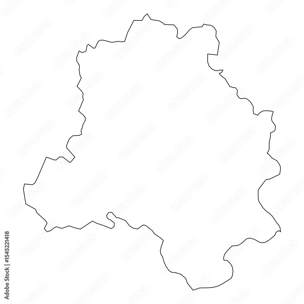 Delhi (NCT) India capital territory map with districts. Detailed black ...