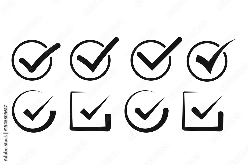 Vector de Stock check box icon with correct, accept checkmark icons ...