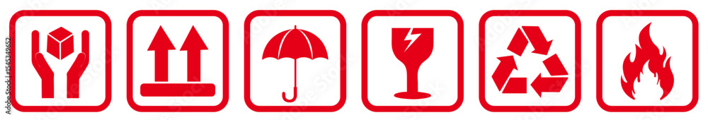 Packaging & Warning Symbols Vector Set, Package Warning Symbols ...