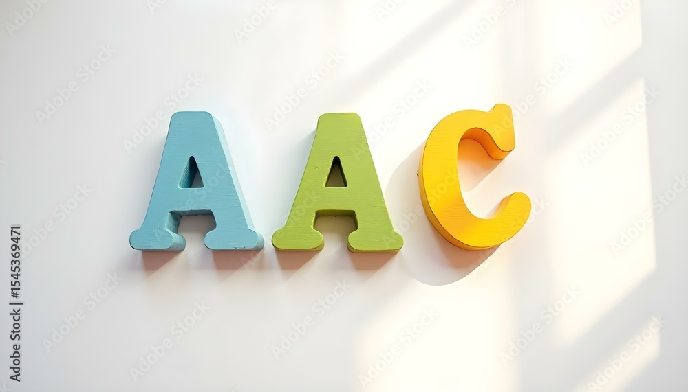 AAC letters on white wall with natural light symbolizing augmentative ...