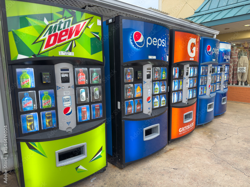 Colorful PepsiCo Soda Vending Machines Outside Storefront Stock Photo | Adobe Stock