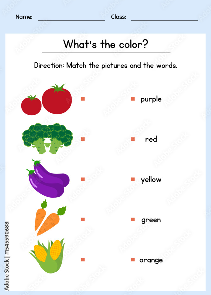 Стоковое векторное изображение «Printable color matching worksheet ...