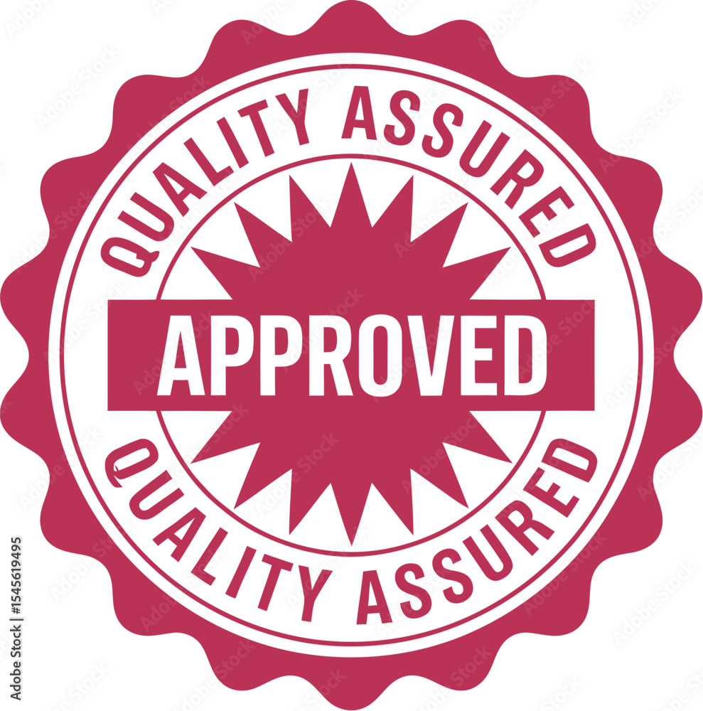 Approved quality assured stamp vector graphic for product certification ...