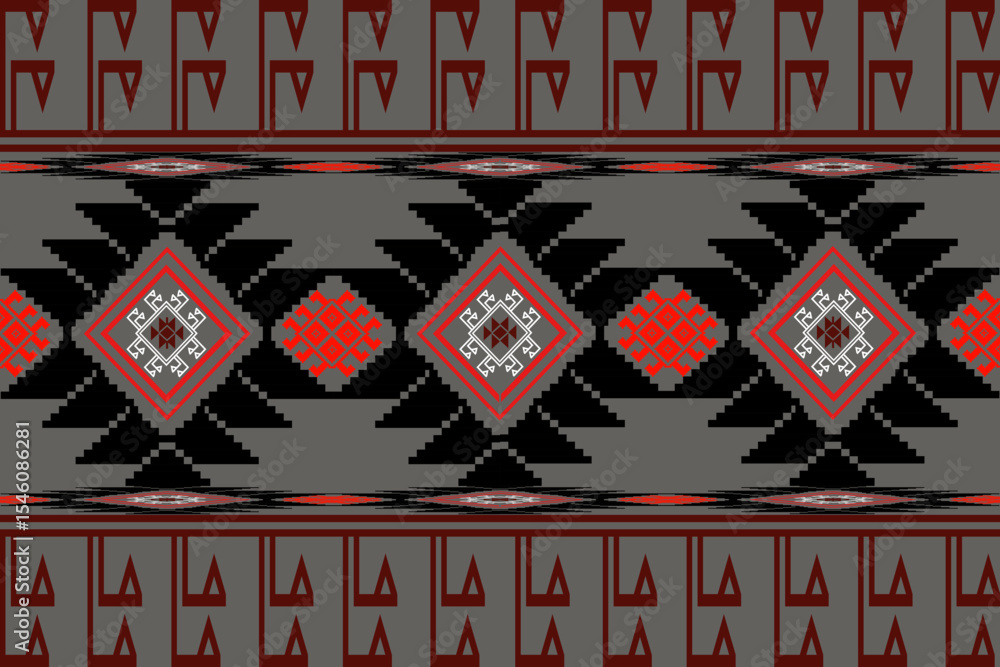 Traditional Thai “Pha Khao Ma” or “Pha Sin” fabric pattern in pixel art ...