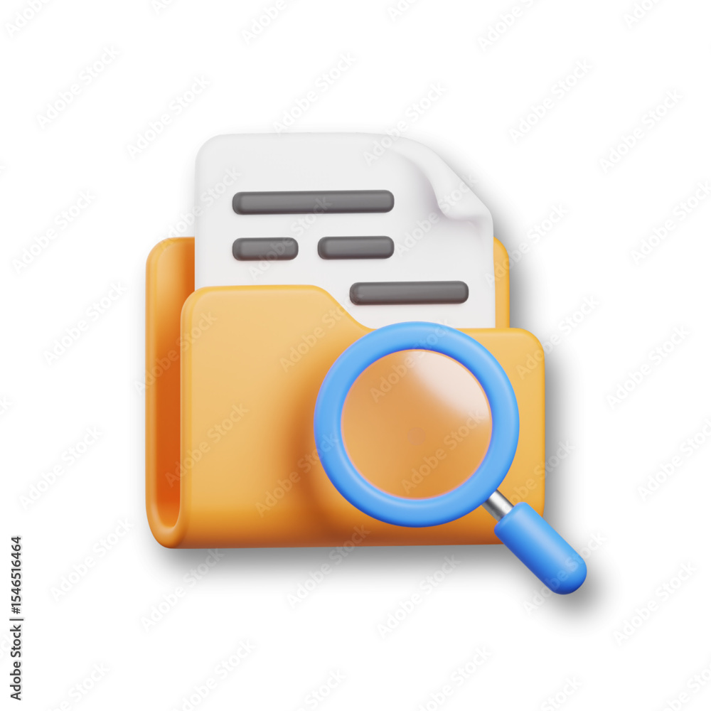 3D Search Folder Icon – Realistic File Explorer with Magnifying Glass ...