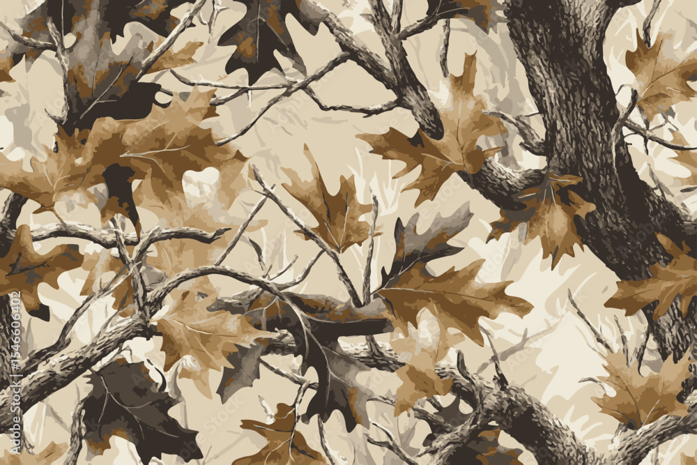 Hunting camouflage modern pattern, vector military print. real tree ...
