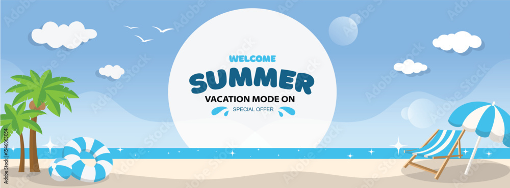 Summer background banner, poster season, beach vector Stock Vector ...