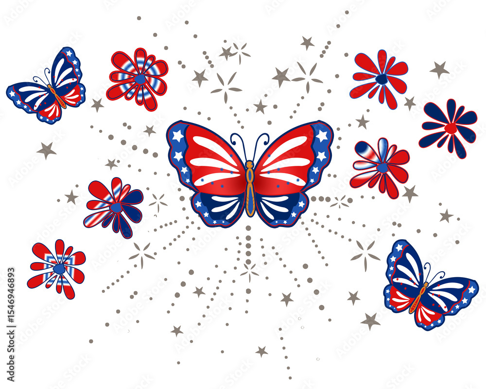 Patriotic Butterflies Design Stock Illustration | Adobe Stock