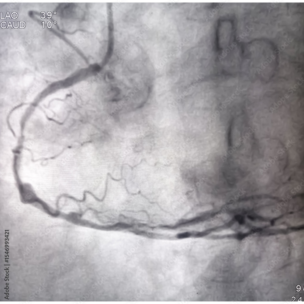 Coronary angiogram of right coronary artery during cardiac ...