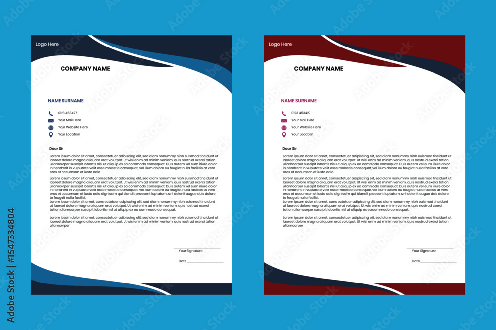 Letterhead template design, Modern letterheads design template ...