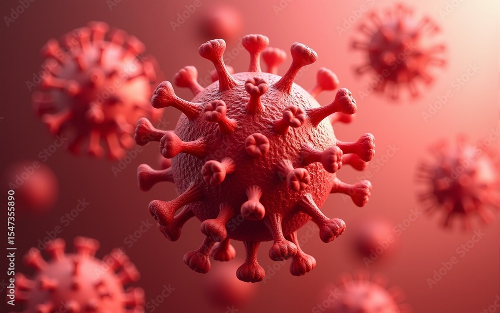 Ilustrace Red spiky virus transparent image. Viral infection, pandemics ...