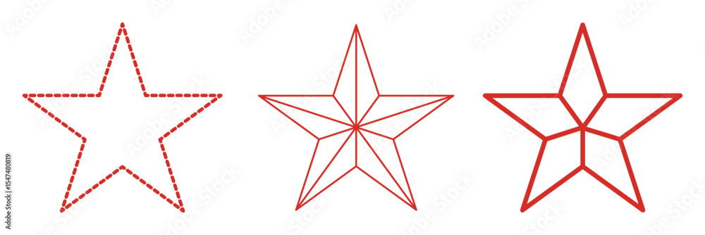 Lone star icon set. Dashed and lone thine line three star icon set ...