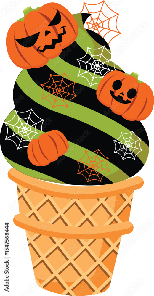 Spooky Halloween Ice Cream Cone Festive Treat with Jack-o'-Lantern ...