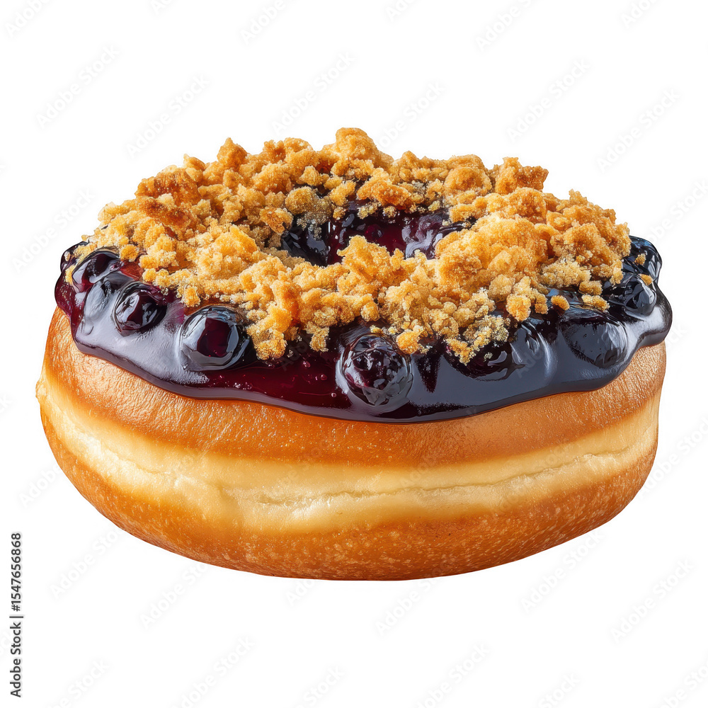 Blueberry Crumble Donut Glazed yeast donut topped with blueberry ...