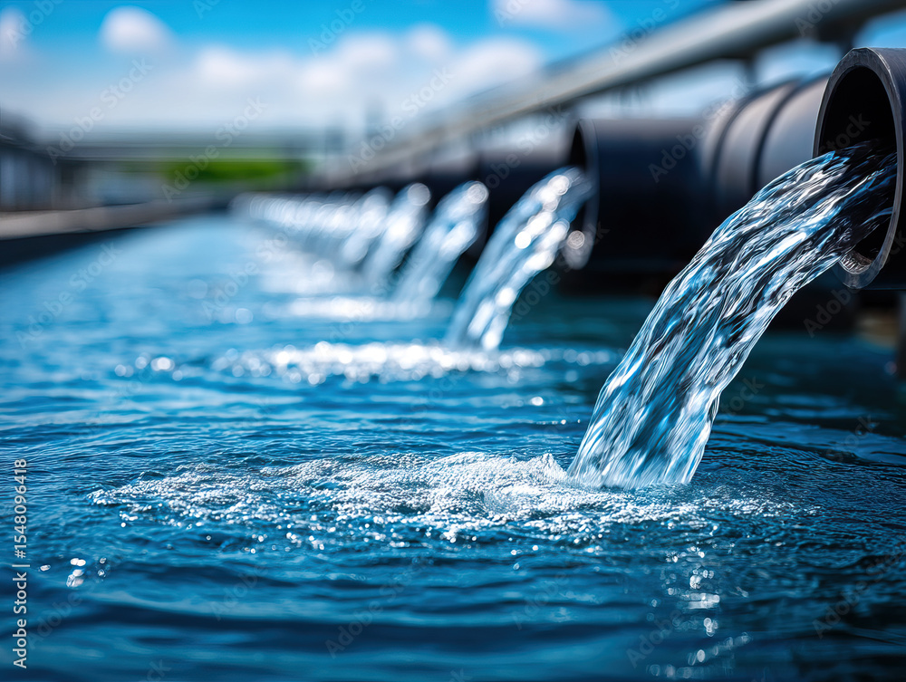 Clean water flowing through advanced smart pipeline system with ...