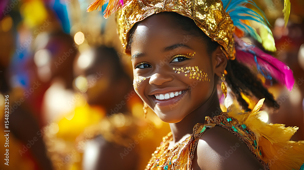 At the edge of the Belize Carnival parade route, a close-up captures a ...