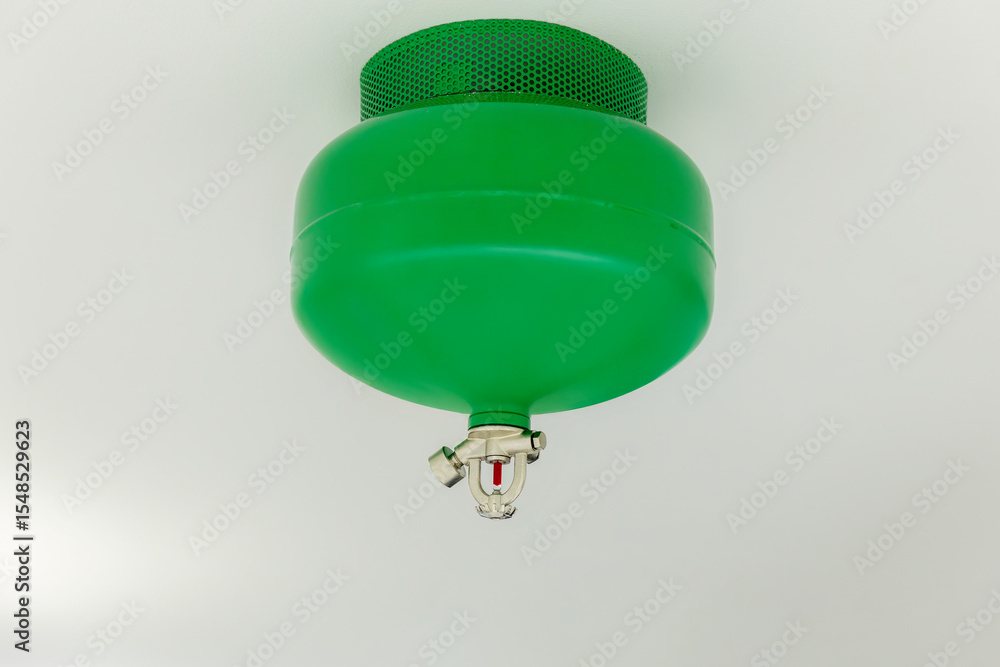 Photo Stock Automated Fire Extinguisher set in building. Fire sprinkler ...