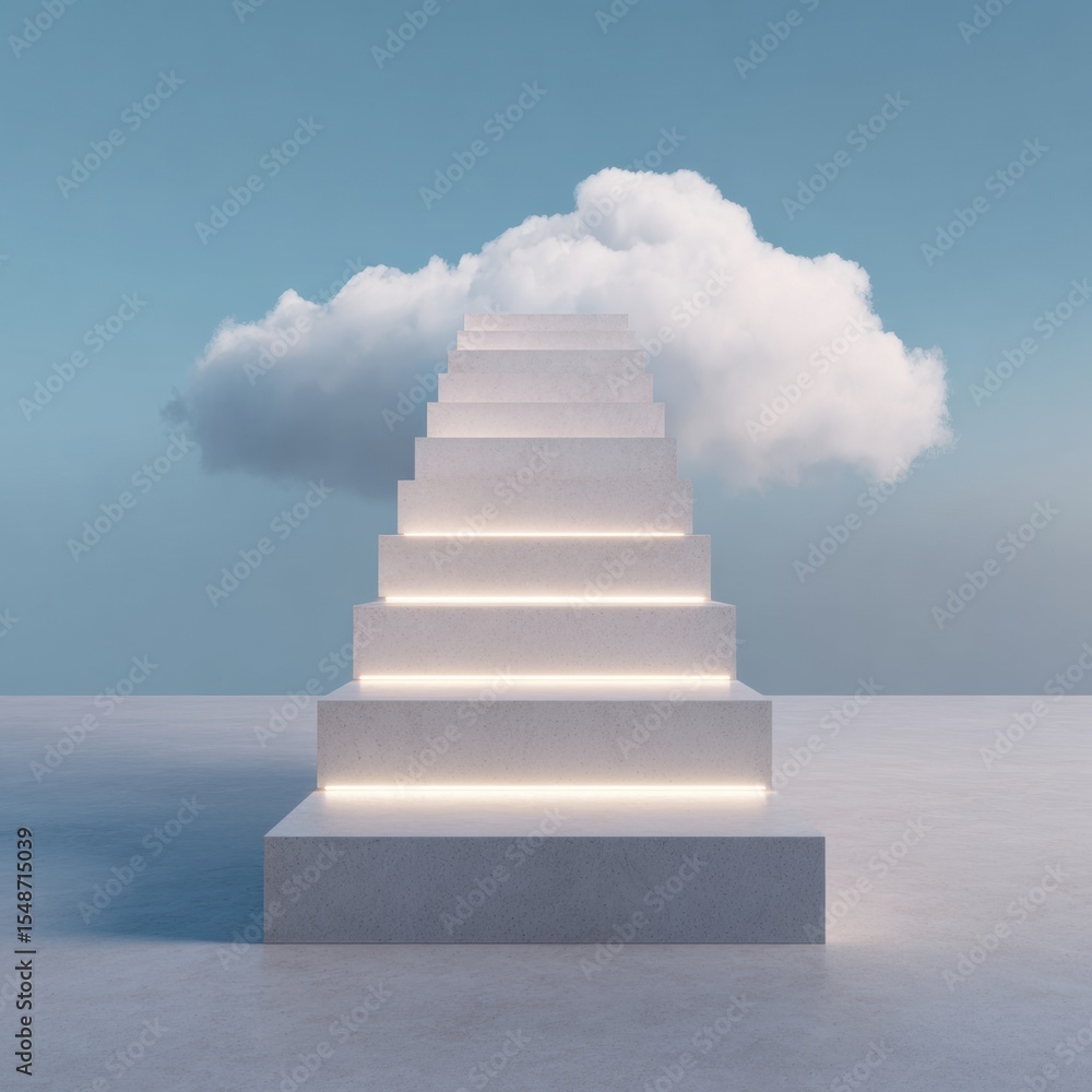 Positive Media Day 2025 Illuminated Staircase to Clouds Symbolizing ...