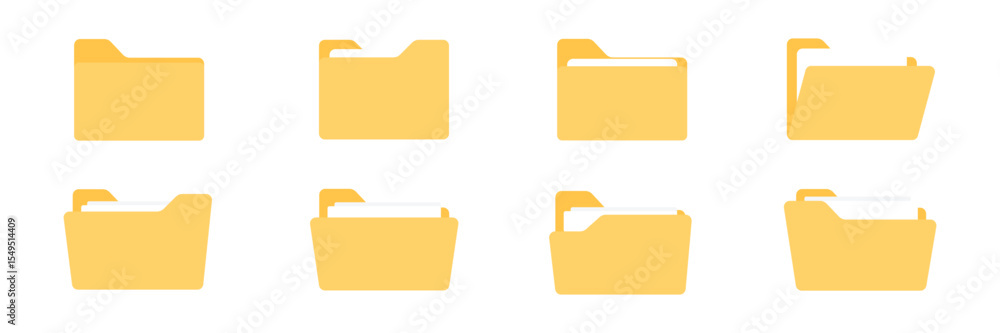 Image vectorielle Stock File and folder icon set. Yellow digital folder ...