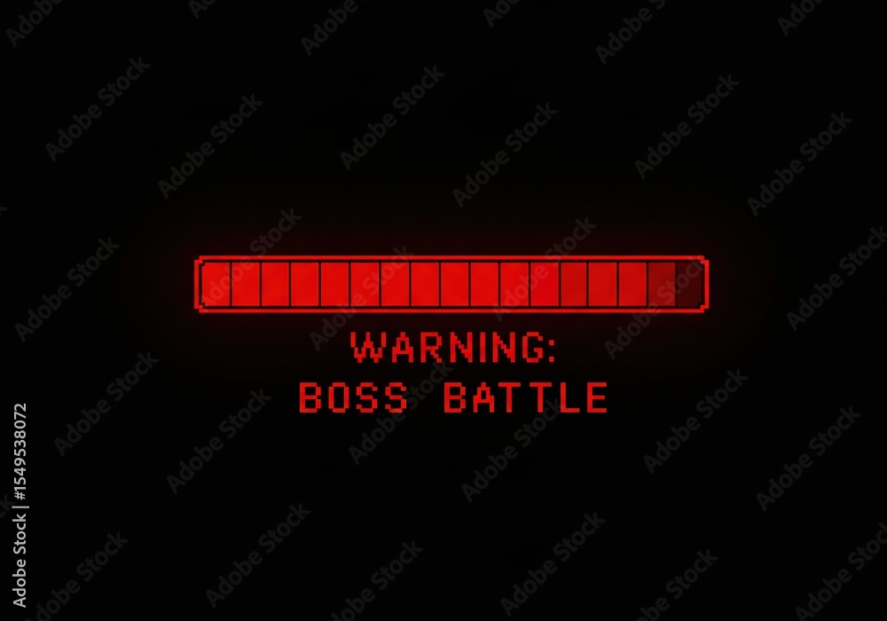 Minimalist 'Warning: Boss Battle' Gaming Wallpaper. Retro-style Alert ...