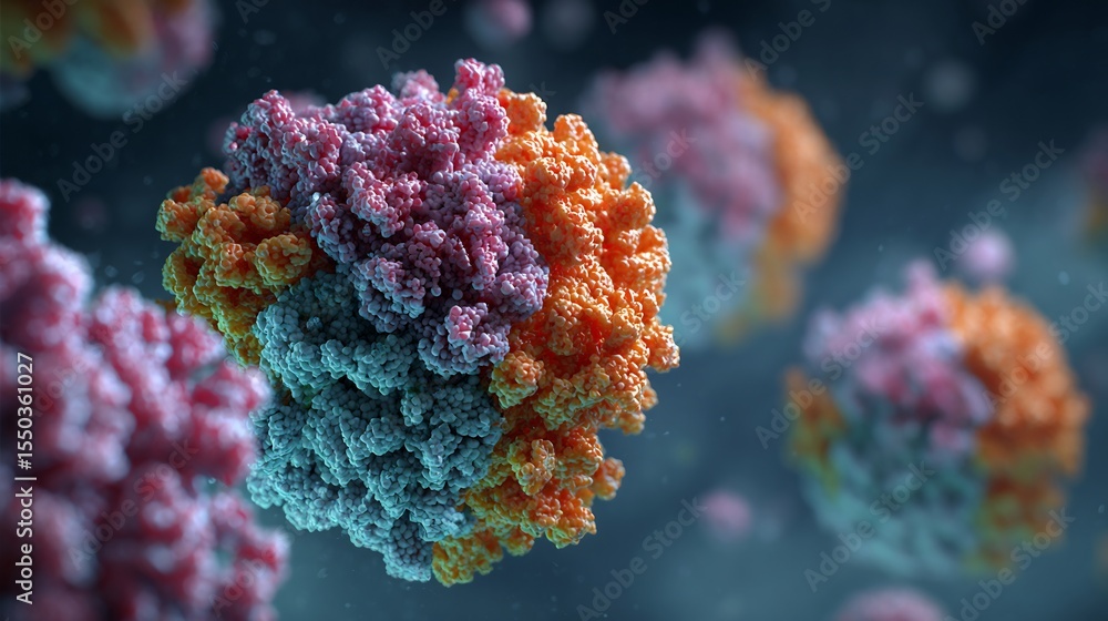 Stock-Illustration „Pathogen mutation visualization in 3D showing ...