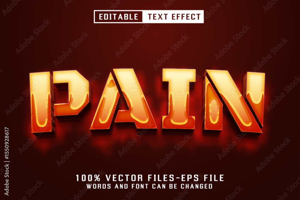 Pain 3d Text - Editable Text Effect Stock Vector | Adobe Stock