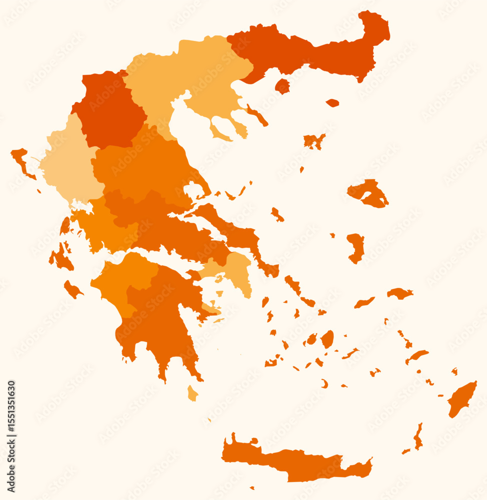 Map of Greece with regions. Just a simple country border map with ...