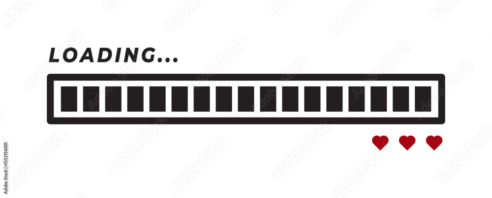vector illustration of Loading Screen Icon with Progress Bar and Heart ...