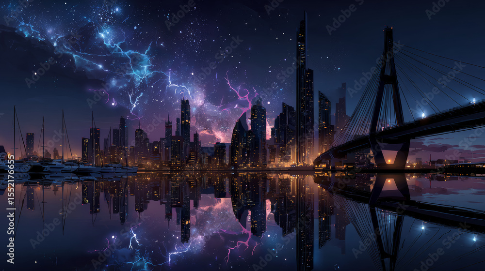 Blackout in big city, cityscape during power outage. Cartoon vector ...