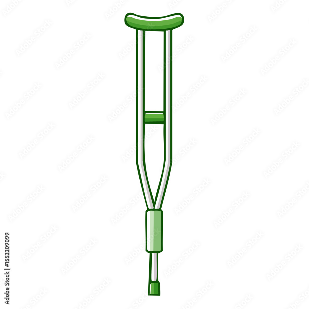 Cartoon Green Walking Crutch Illustration Healthcare Mobility Aid ...