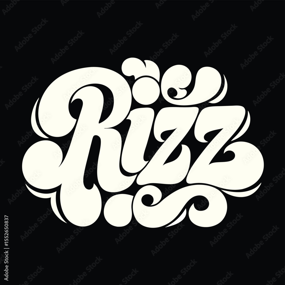 "Rizz" Swirl Typography Logo. Trendy Slang Lettering Vector Icon ...