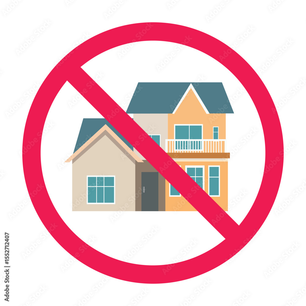 Image vectorielle Stock No house sign, forbidden home sign, prohibited ...