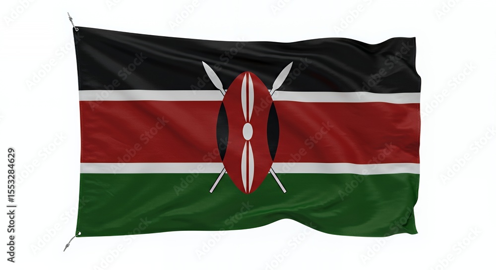 Kenya's National Flag Waves Proudly, a Symbol of Unity and Heritage ...