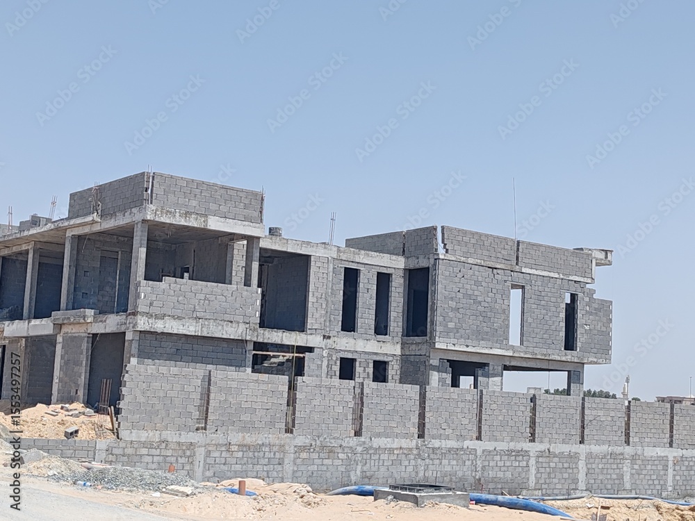 Under Construction House Or Villa's With Concreate Block Or Bricks ...