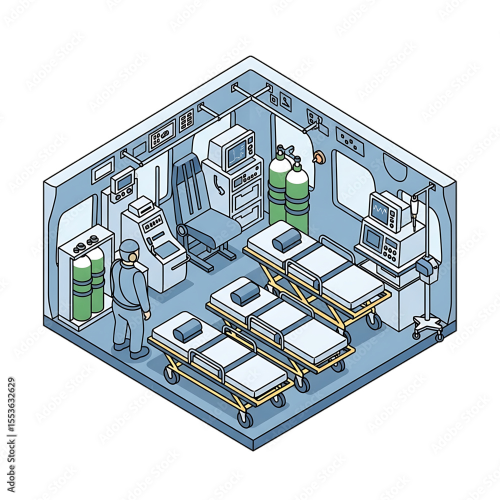 Hospital ward icon showing patient beds and care units. Stock Vector ...