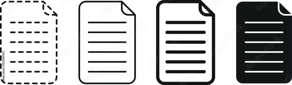 Minimal Linear Paper and Document File Icons Set – Modern Outline Style ...