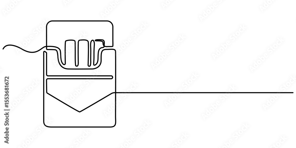 cigarette pack icon continuous one line drawing, continuous line vector ...