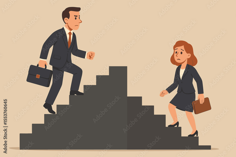 Business gender inequality vector concept. Businessman and ...