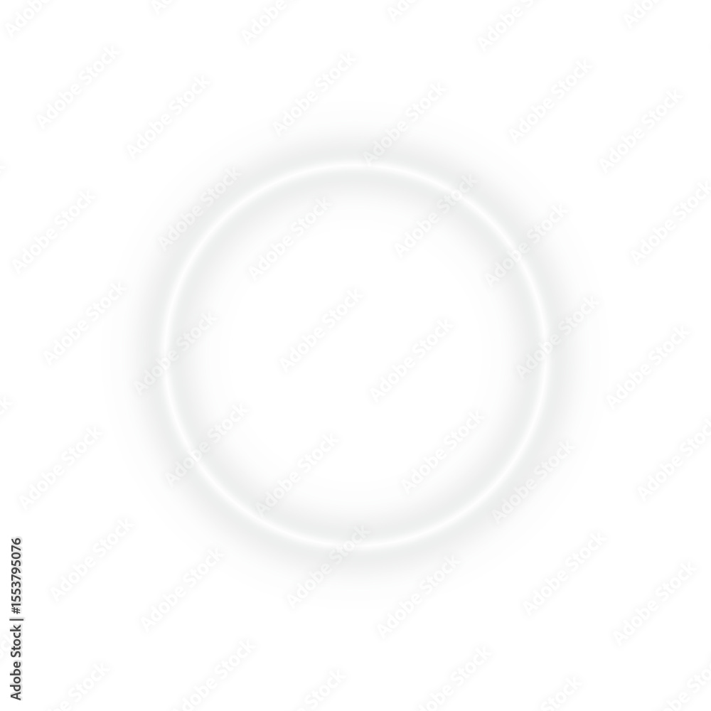 Bright white neon glow circular ring circle frame border with empty ...