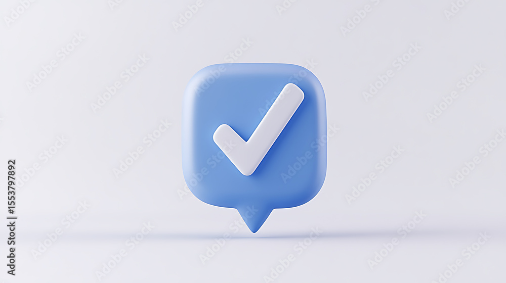 ภาพประกอบ Stock 3D Render of Check Mark Symbol - A 3D render of a check ...