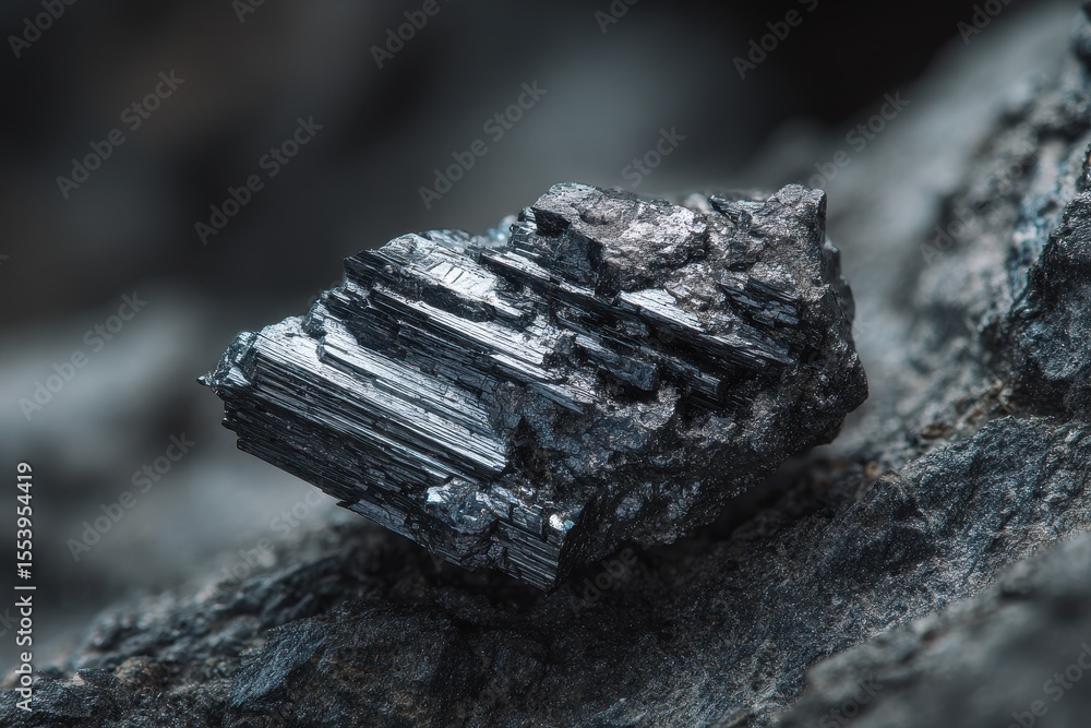 Molybdenite composed of molybdenum disulfide MoS2 resembles graphite ...