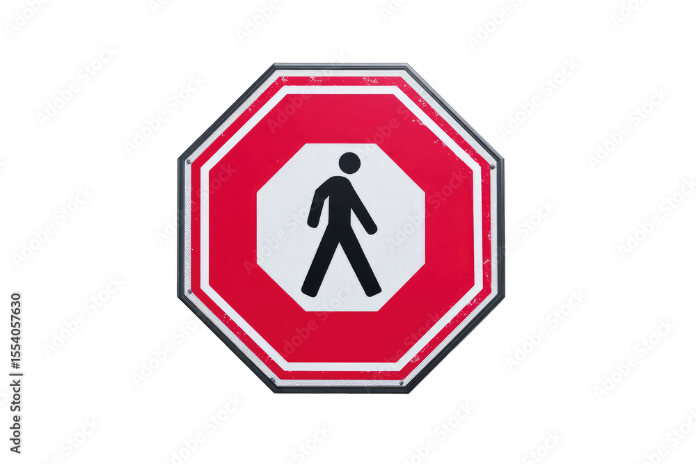 ภาพประกอบ Stock Octagonal stop sign, red with white border and a black ...
