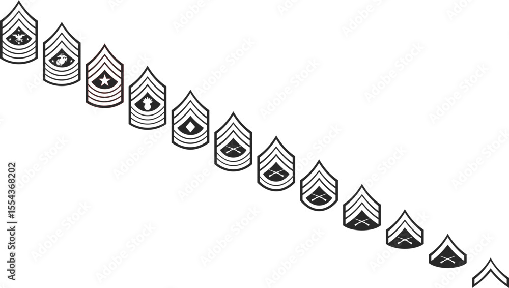 A complete set of Marine Corps military ranks from private to the ...